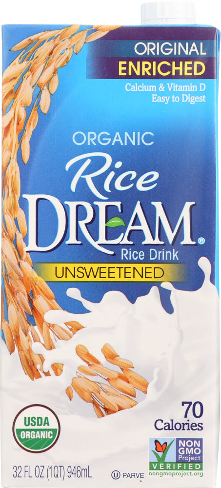 DREAM: Rice Dream Organic Rice Drink Enriched Unsweetened Original, 32 ...