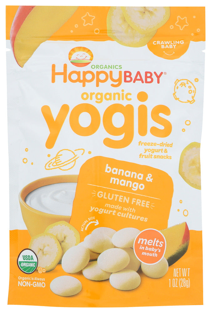HAPPY BABY: Organic Yogis Yogurt and Fruit Snacks Banana Mango, 1 oz ...